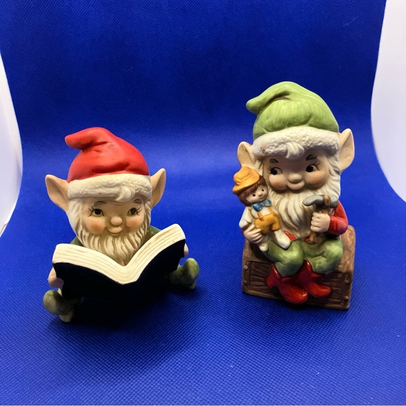 Homco | Holiday | Vintage Homco Christmas Elves 546 Set Of 2 Toymaker ...